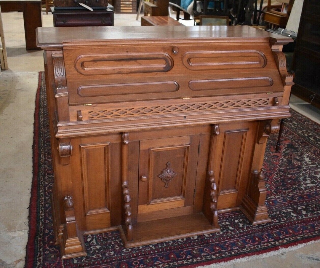 Antique Victorian Pump Organ Drop Front Desk Dining Bar - Etsy