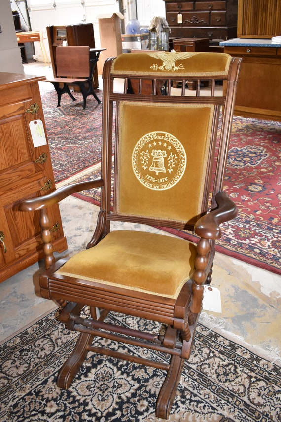 Vintage Rocking Chair With Bicentennial & American Eagle - Etsy