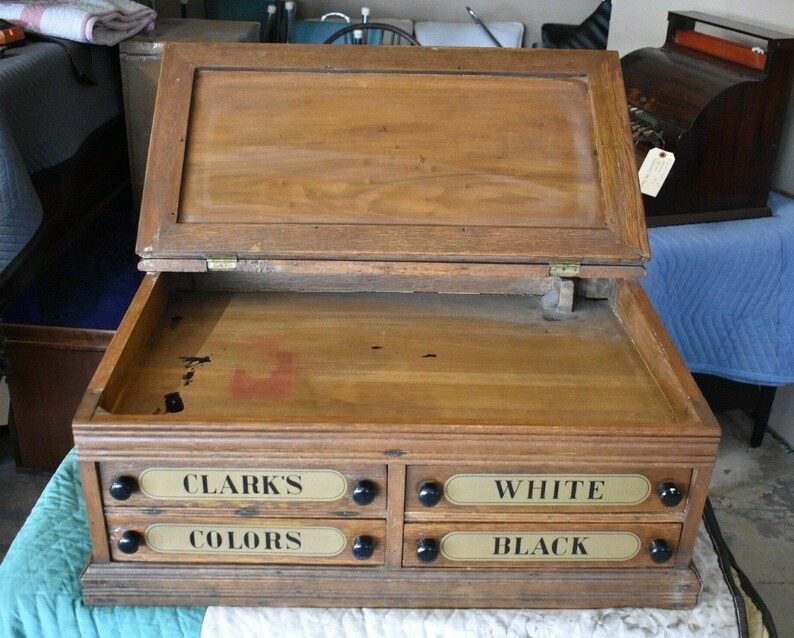 Antique Clarks Spool Cabinet Desk | Etsy