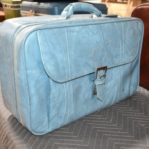 Rare Vintage 1970's Blue Leather Suitcase by American Tourister - Etsy