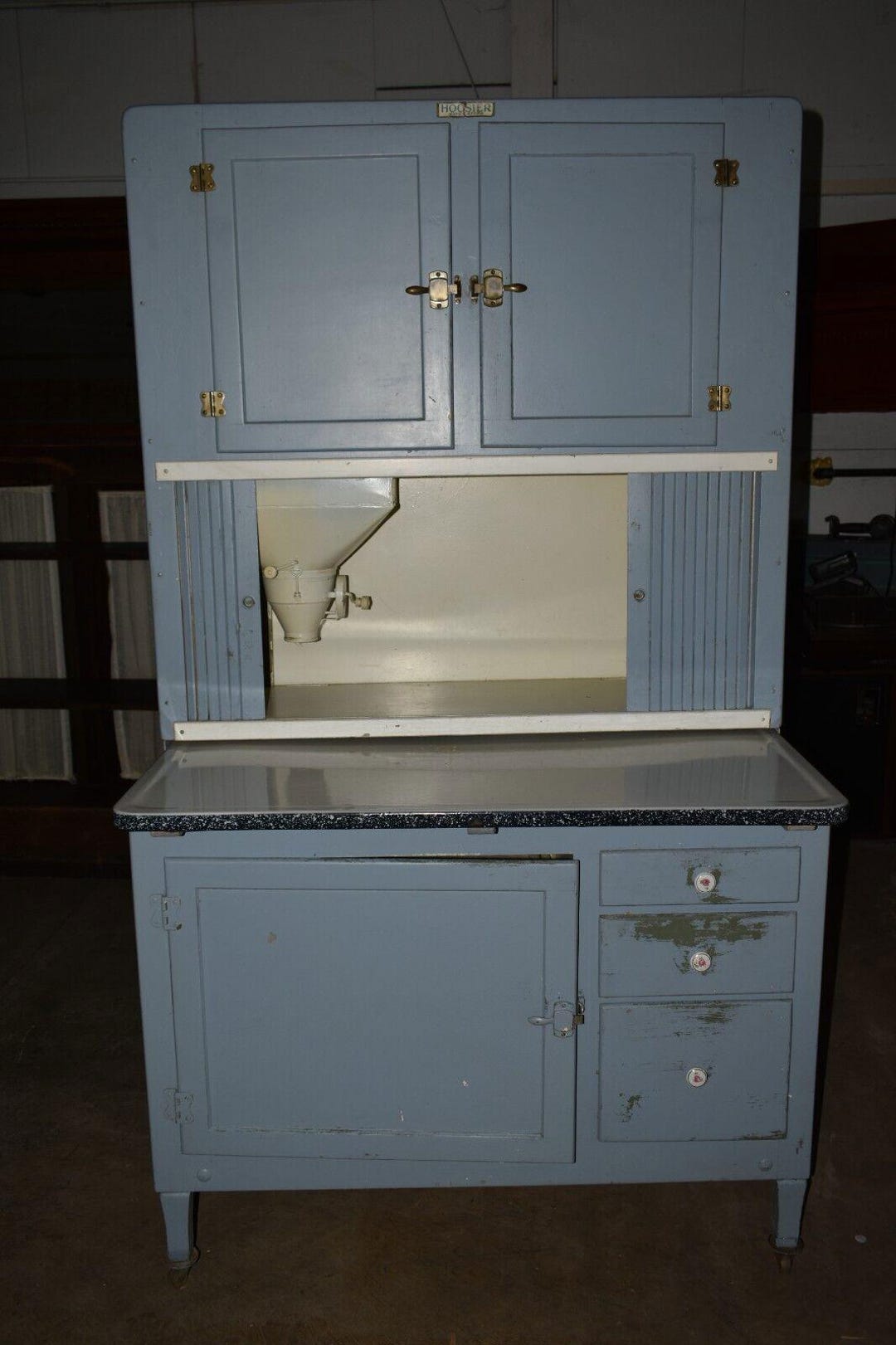 Antique Kitchen Hoosier Cabinet, Primitive Cupboard Blue/gray - Etsy