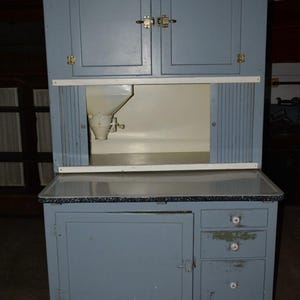 Antique Kitchen Hoosier Cabinet, Primitive Cupboard Blue/gray - Etsy