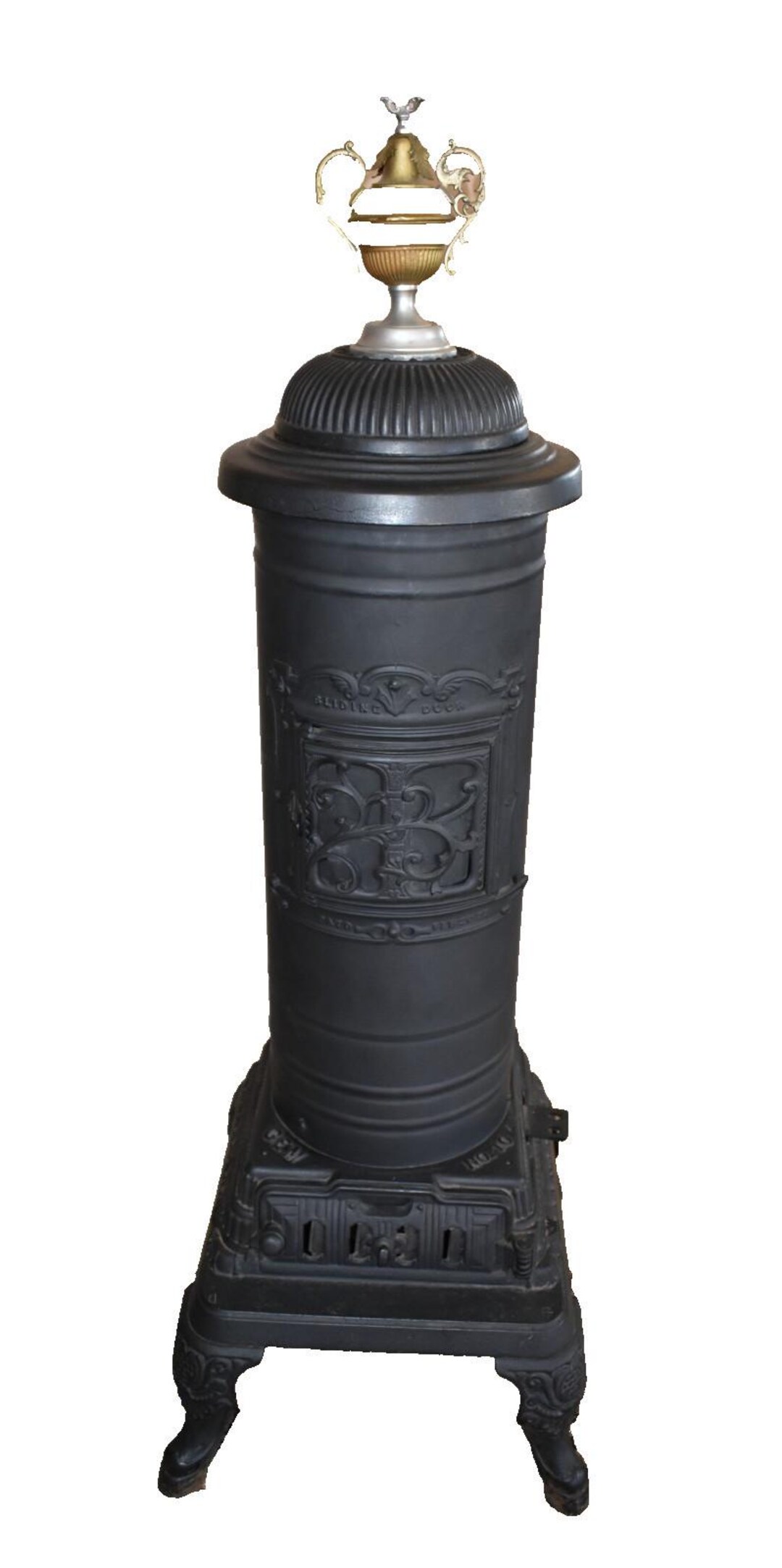Antique Abram Cox Cast Iron Parlor Stove Column Heater Ornate Victorian ...