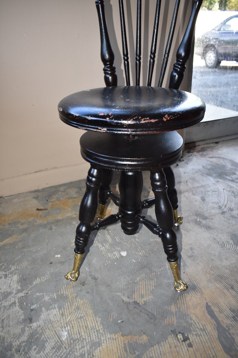 Rare Victorian Antique Piano Stool Painted Black - Etsy