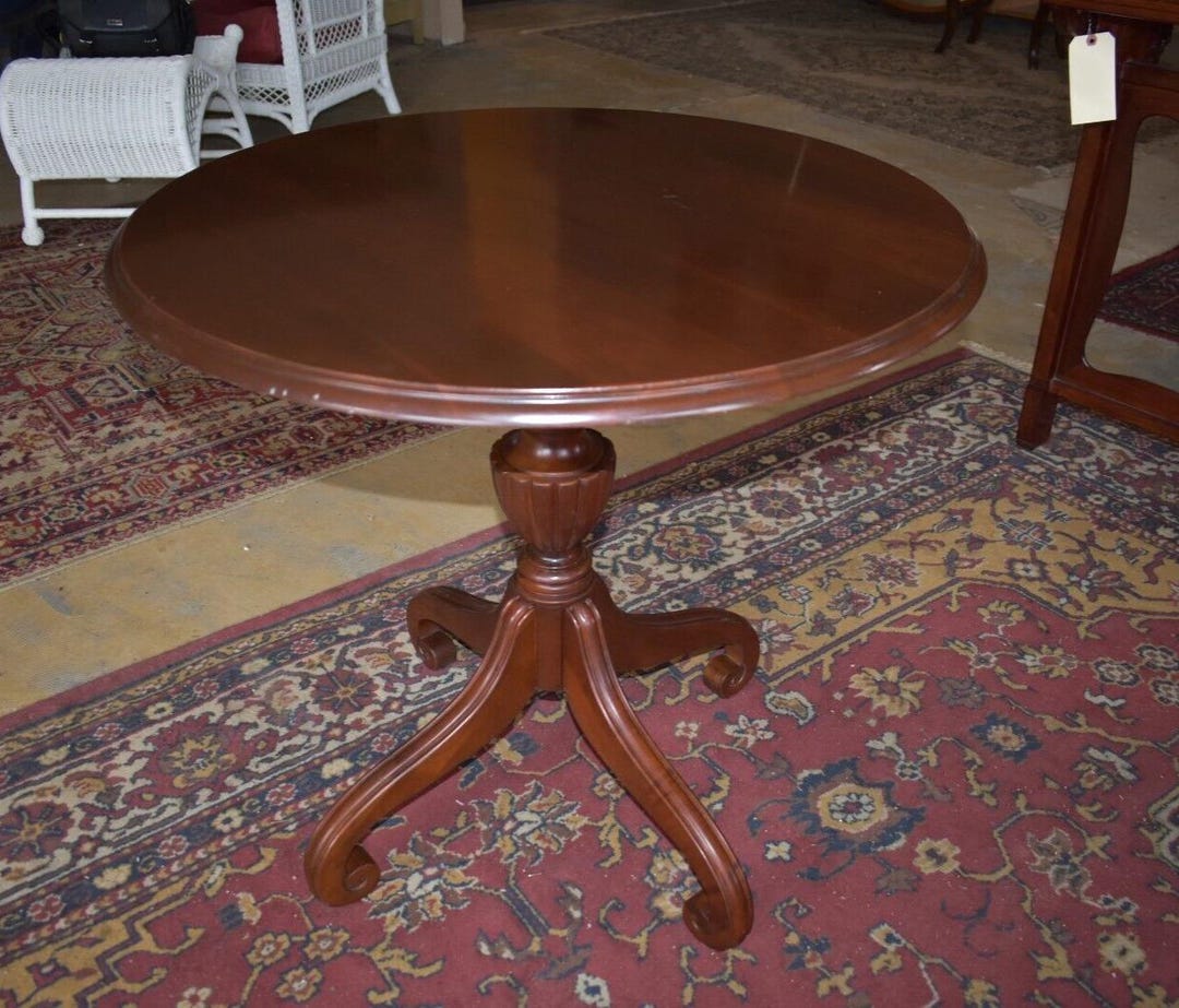 Vintage Round Ethan Allen Cherry Accent Table - Etsy