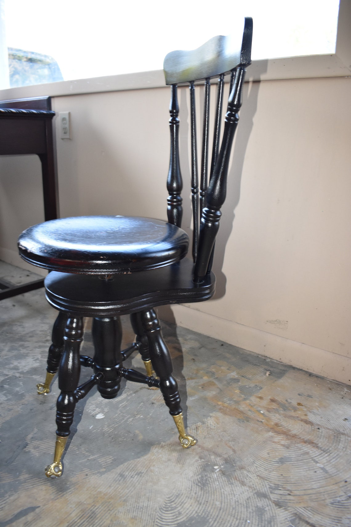 Rare Victorian Antique Piano Stool Painted Black - Etsy