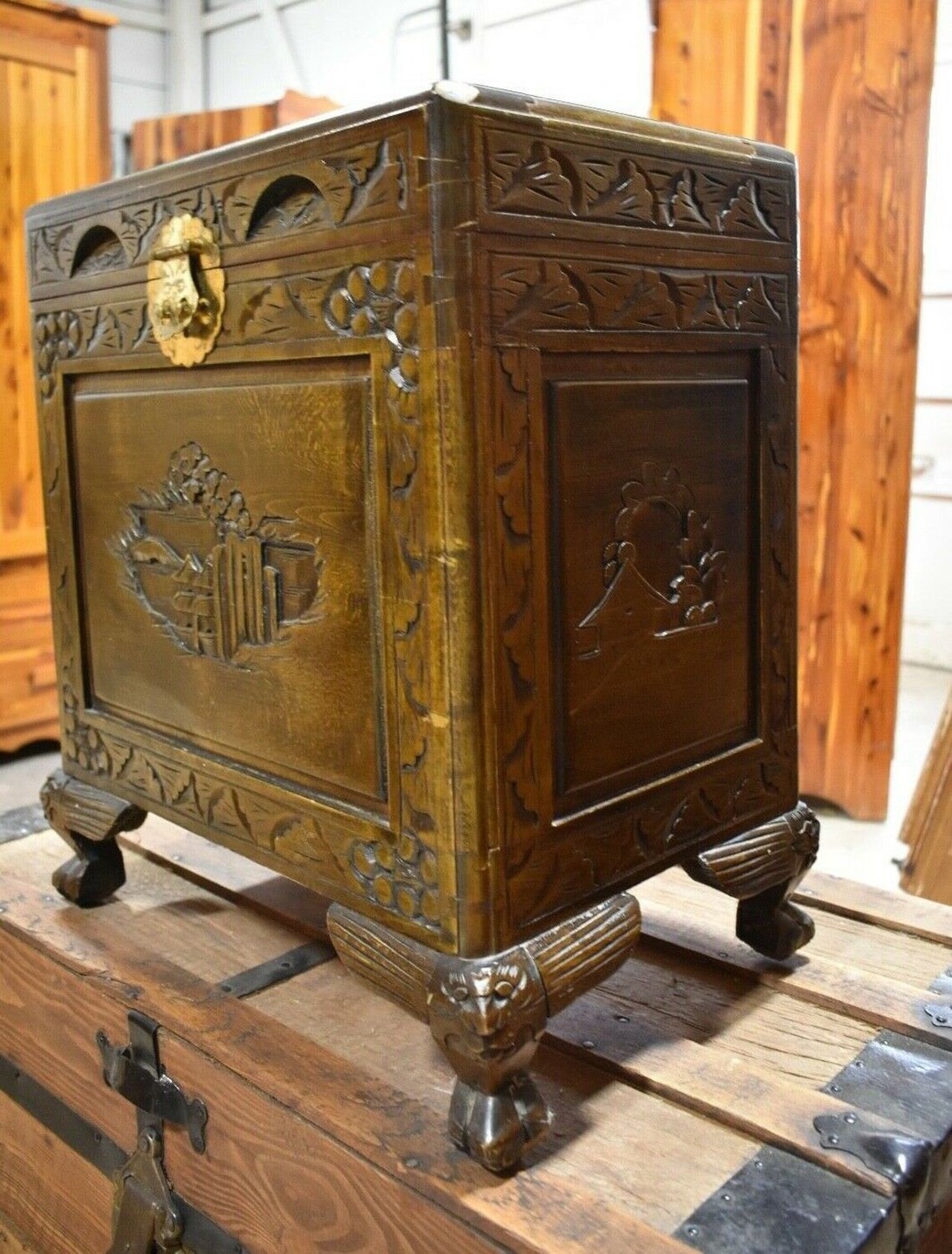 Vintage Heavily Carved Asian Inspired Chest With Claw Feet - Etsy