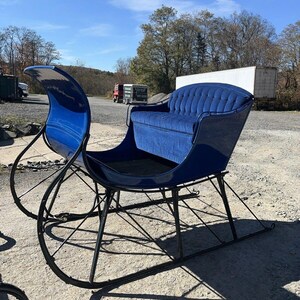 Antique Blue Restored Portland Cutter Sleigh With Shafts, Horse Drawn ...
