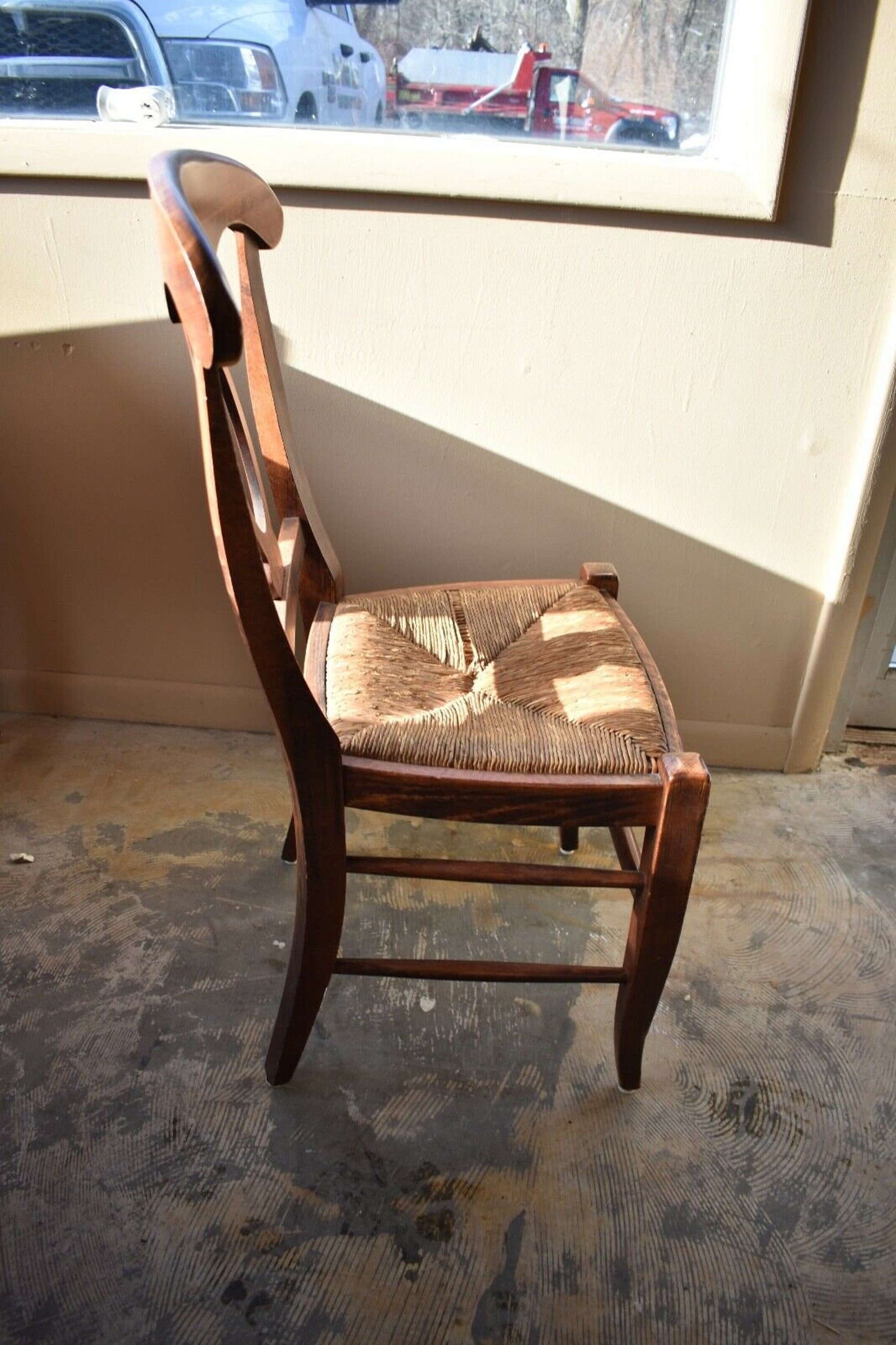 Vintage Solid Wood Cain Seat Chair - Etsy