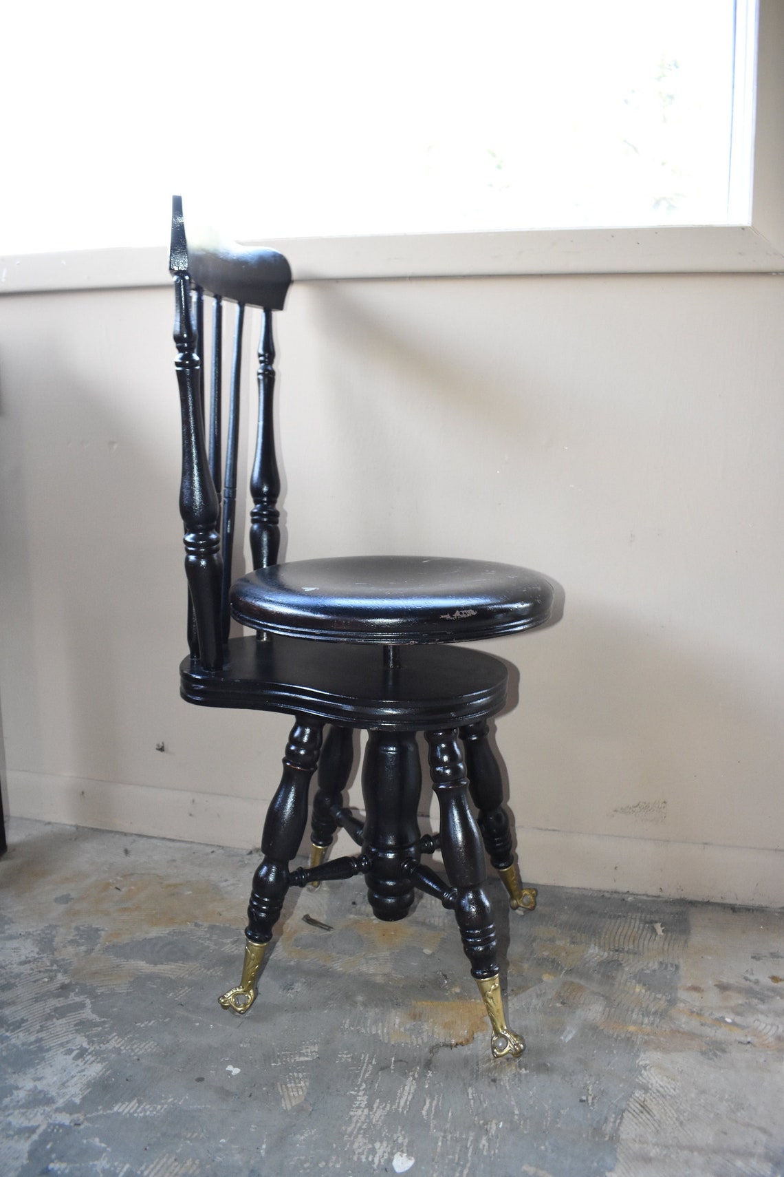 Rare Victorian Antique Piano Stool Painted Black - Etsy
