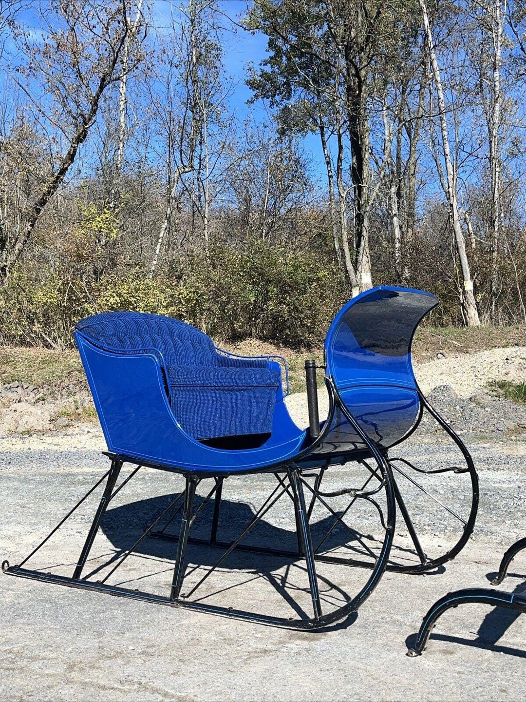 Antique Blue Restored Portland Cutter Sleigh With Shafts, Horse Drawn ...