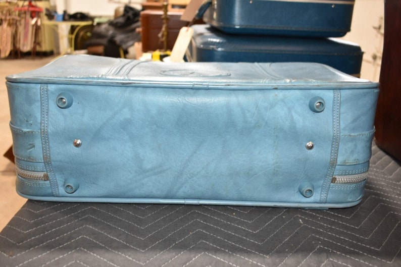 Rare Vintage 1970's Blue Leather Suitcase by American Tourister - Etsy