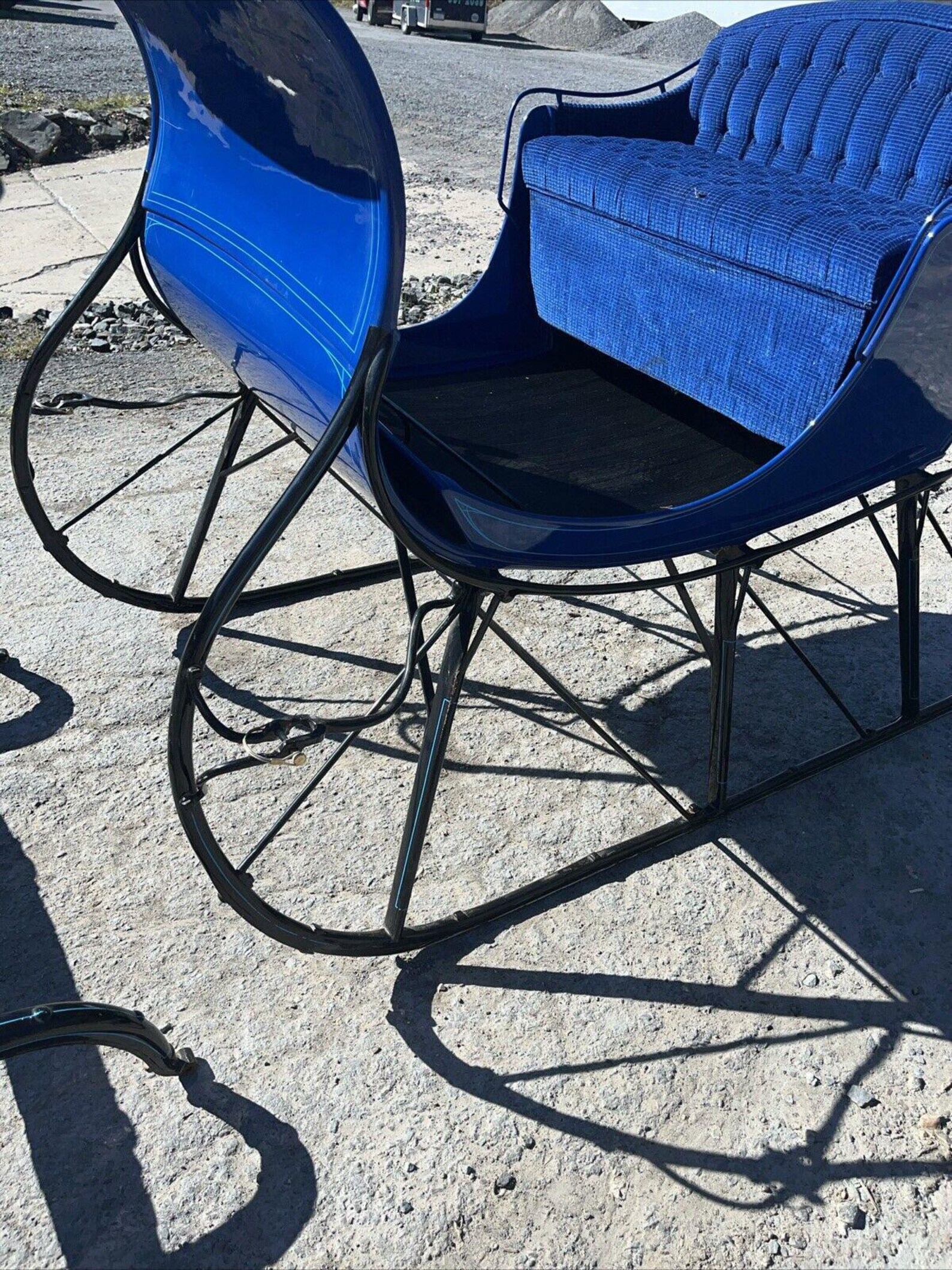 Antique Blue Restored Portland Cutter Sleigh With Shafts, Horse Drawn ...