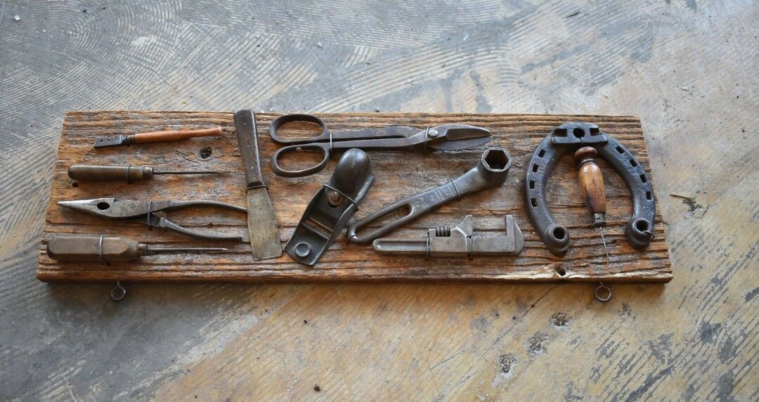 Vintage Tools on Barn-wood Board Wall Art - Etsy