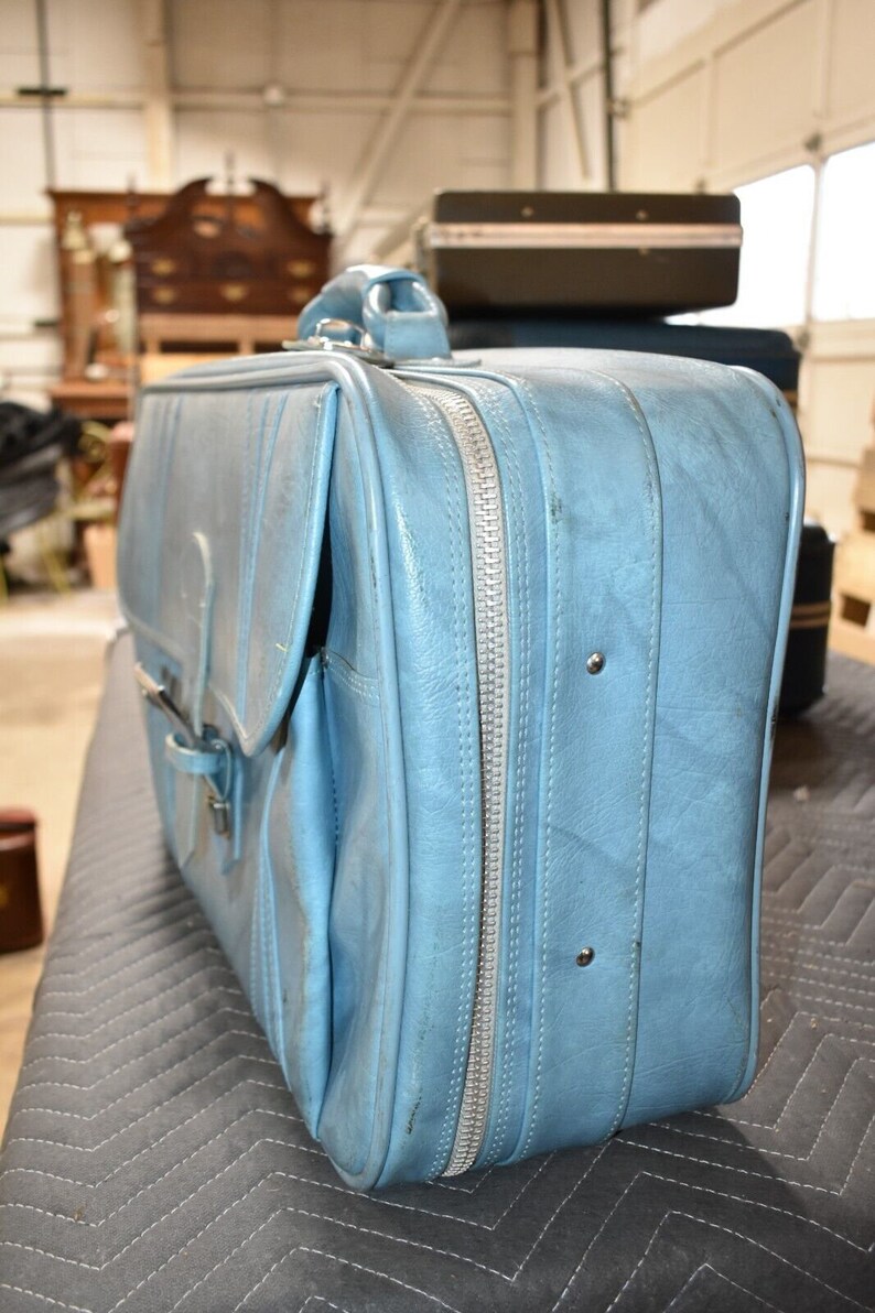 Rare Vintage 1970's Blue Leather Suitcase by American Tourister - Etsy