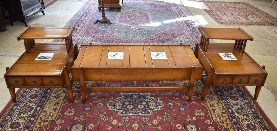 Mid Century Rustic Parlor Set Coffee Table End Side Tables - Etsy