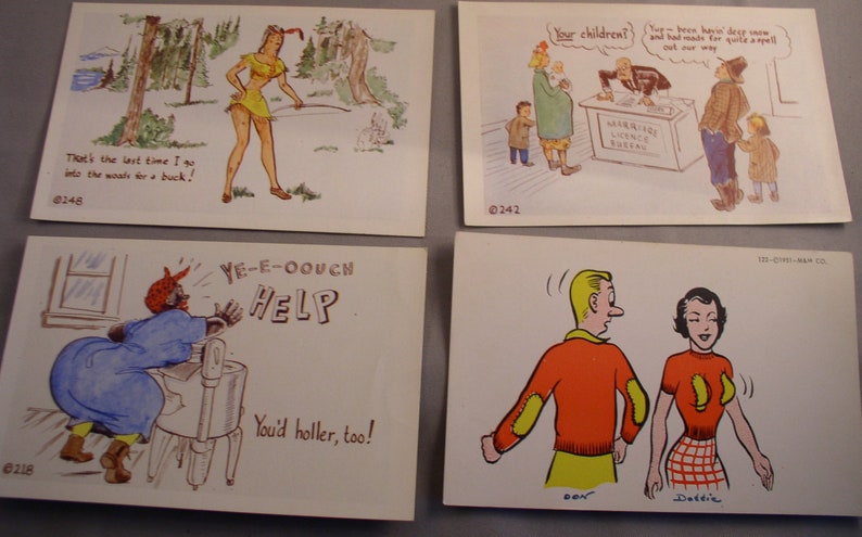 Lot of 20 Vintage RISQUE 1940s Humorous Post Cards - Most Unused - Etsy