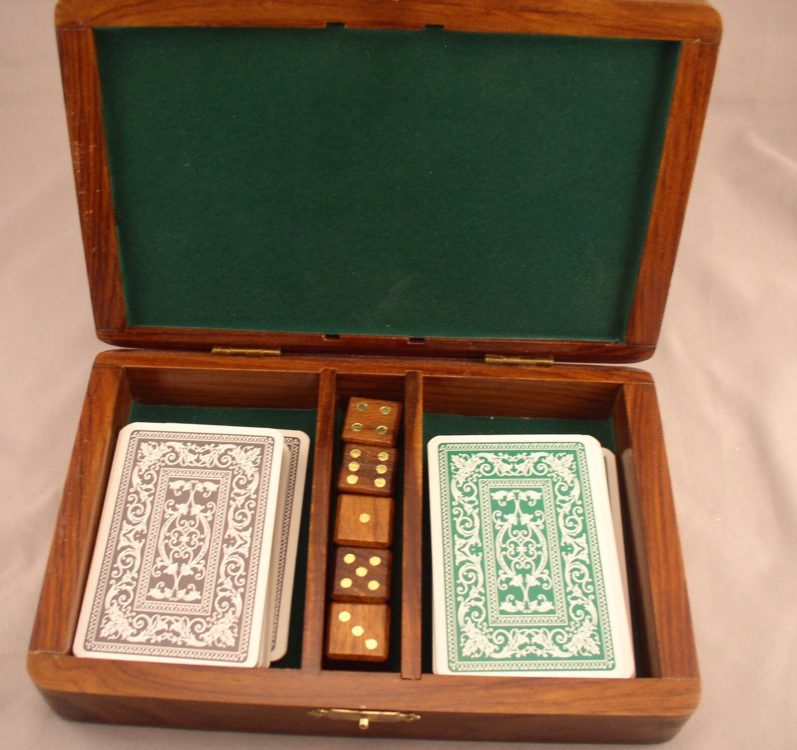 Mid-century Inlaid Gaming Box With Hardwood Dice With Brass - Etsy