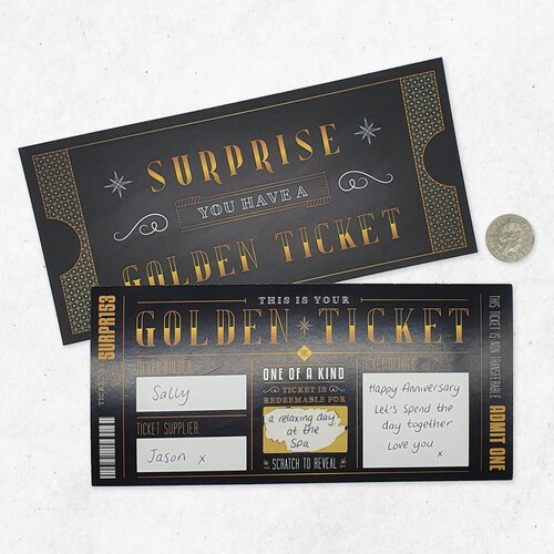 The Golden Ticket Scratch & Reveal Surprise Ticket Golden - Etsy