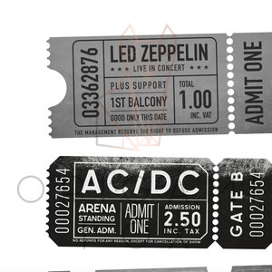 Personalised Ticket Stub Print / Poster - Add Your Favourite Gigs ...