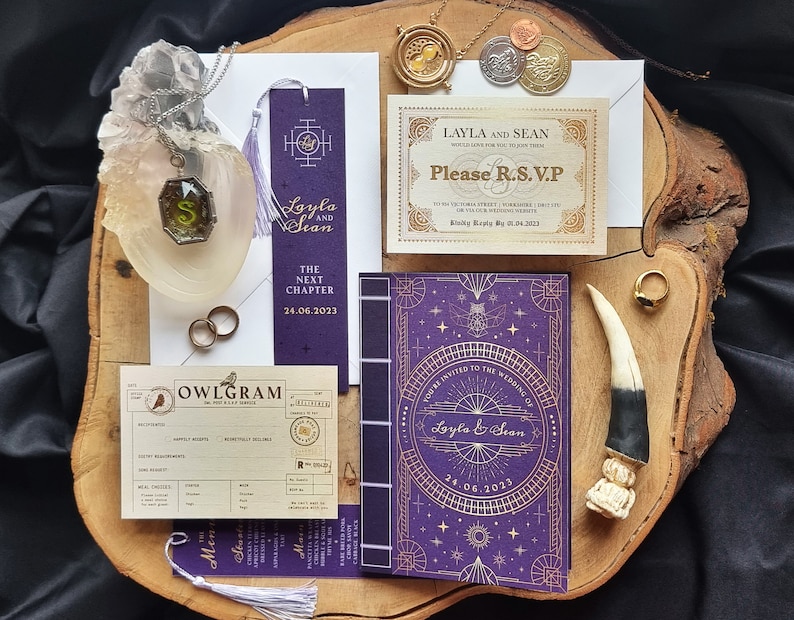 Wizard Spell Book Wedding Invitation Set Magical Mystical - Etsy