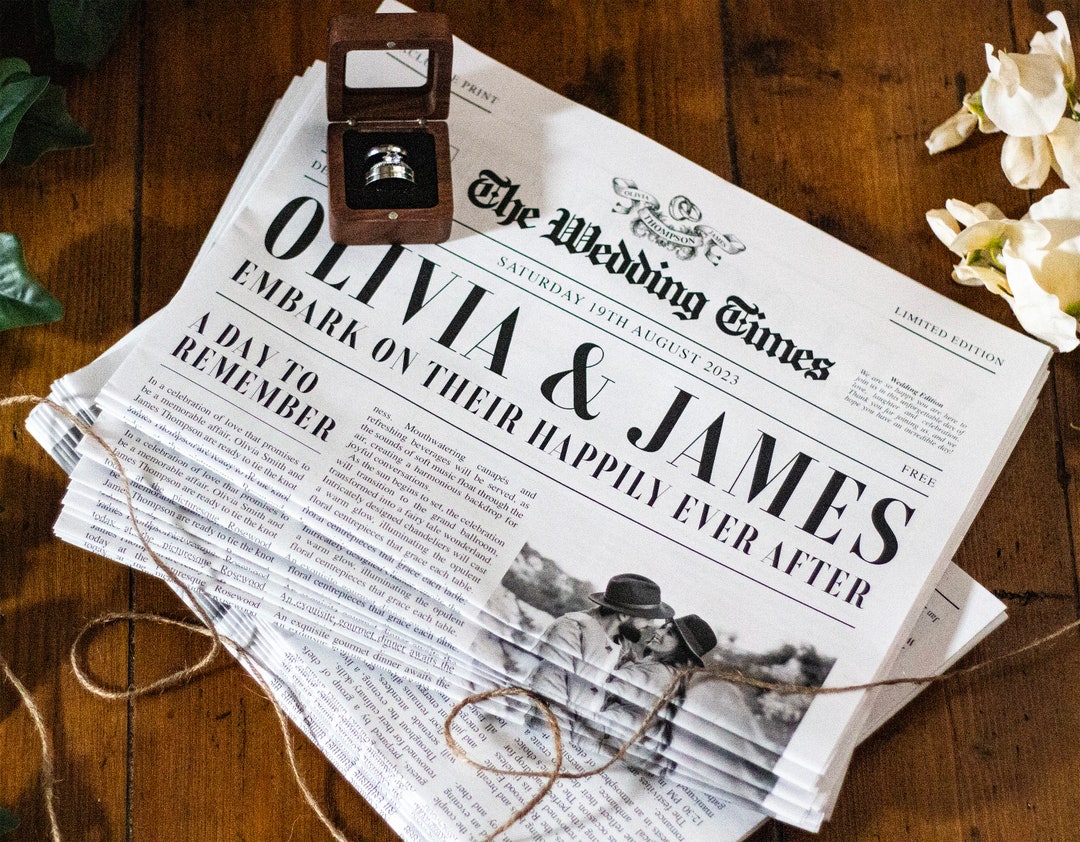 Wedding Day Newspaper Program | Printed & Digital Options Available ...