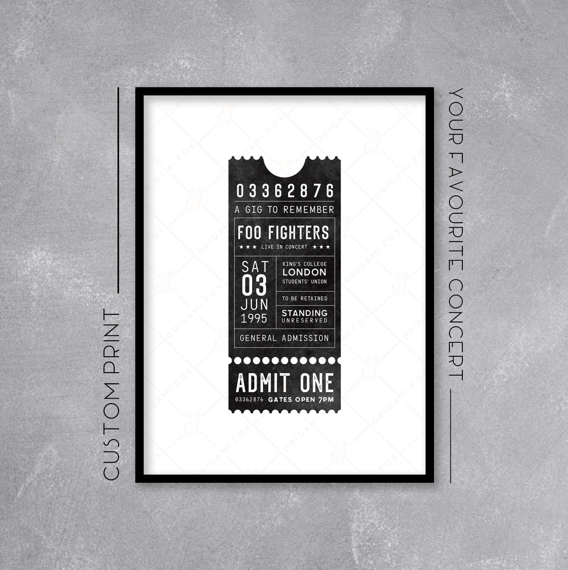 Personalised Ticket Stub Print / Poster Add Your Favourite - Etsy UK