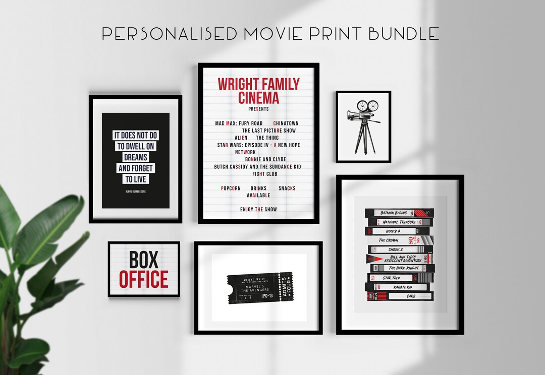 Custom Movie Gallery Wall Print Bundle | Personalised Prints | 6 Poster ...