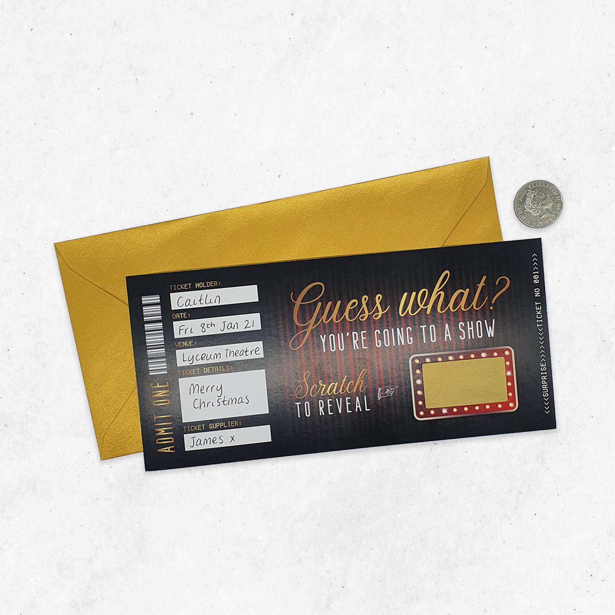 Scratch Reveal Theatre / Show Ticket DIY Surprise Gift Card - Etsy Finland