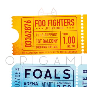 Personalised Ticket Stub Print / Landscape Poster - Add Your Favourite ...