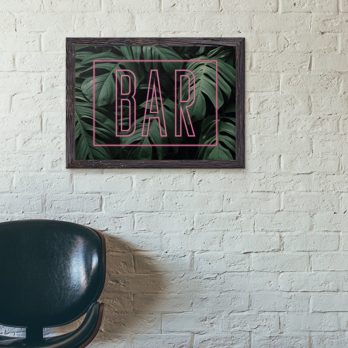 Buy BAR Neon Typography Effect Poster - Wall Art Illustration ...