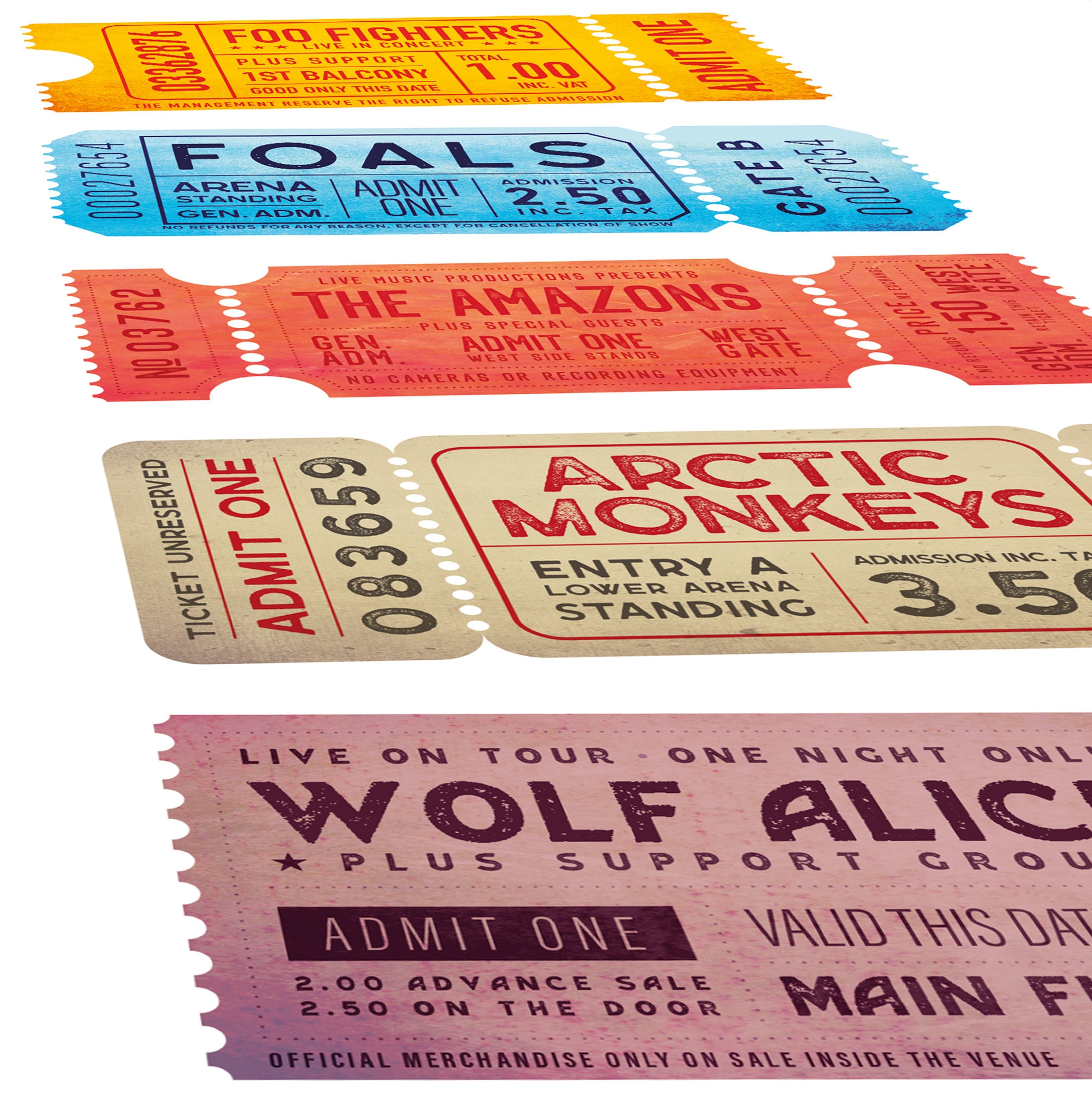 Personalised Ticket Stub Print / Poster Add Your Favourite - Etsy