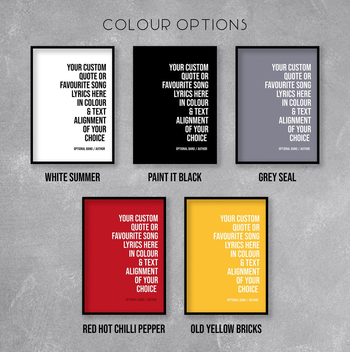 Custom Quote / Lyrics Print - Add Your Favourite Words - Minimalist ...