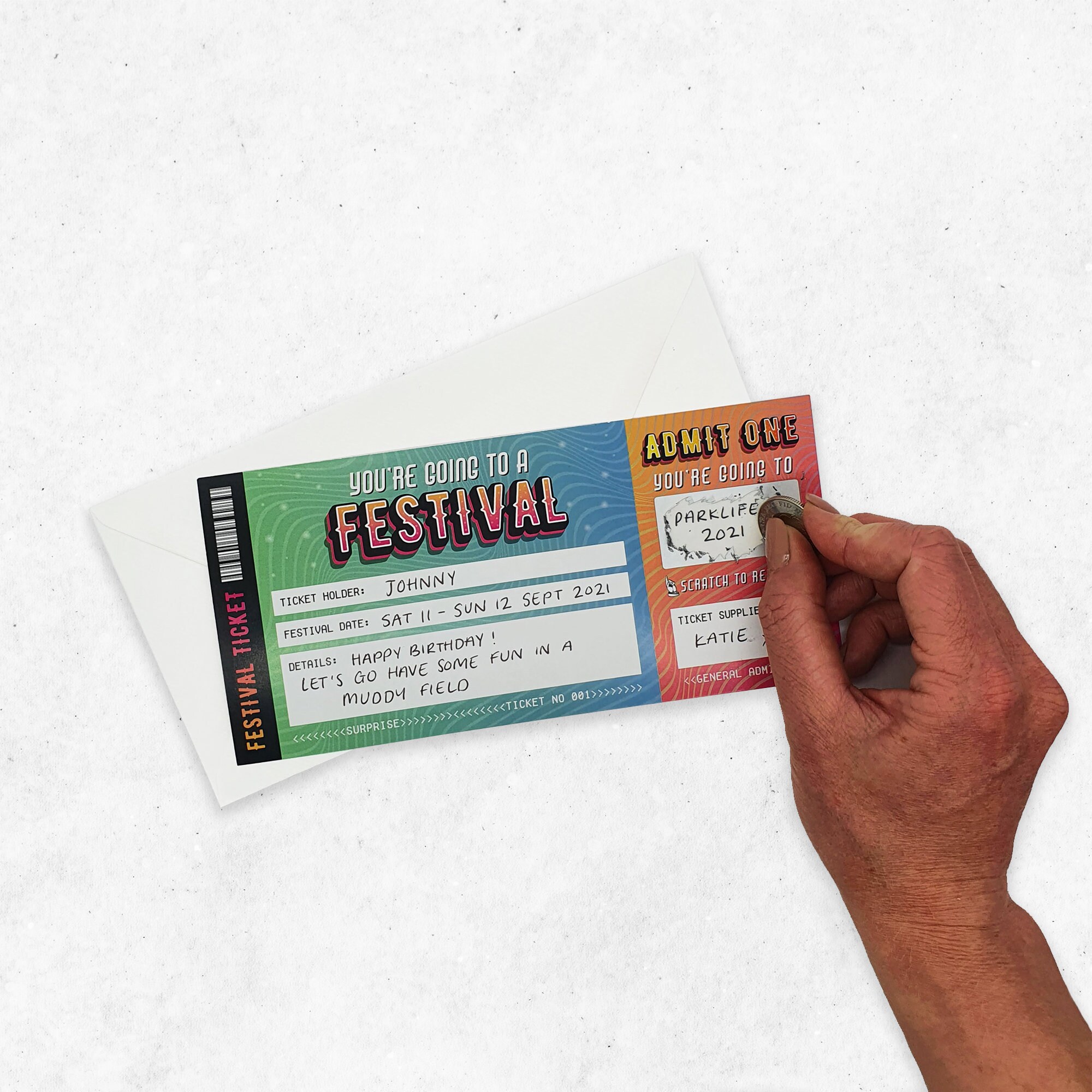 Scratch Reveal Festival Ticket DIY Surprise Gift Card | Etsy