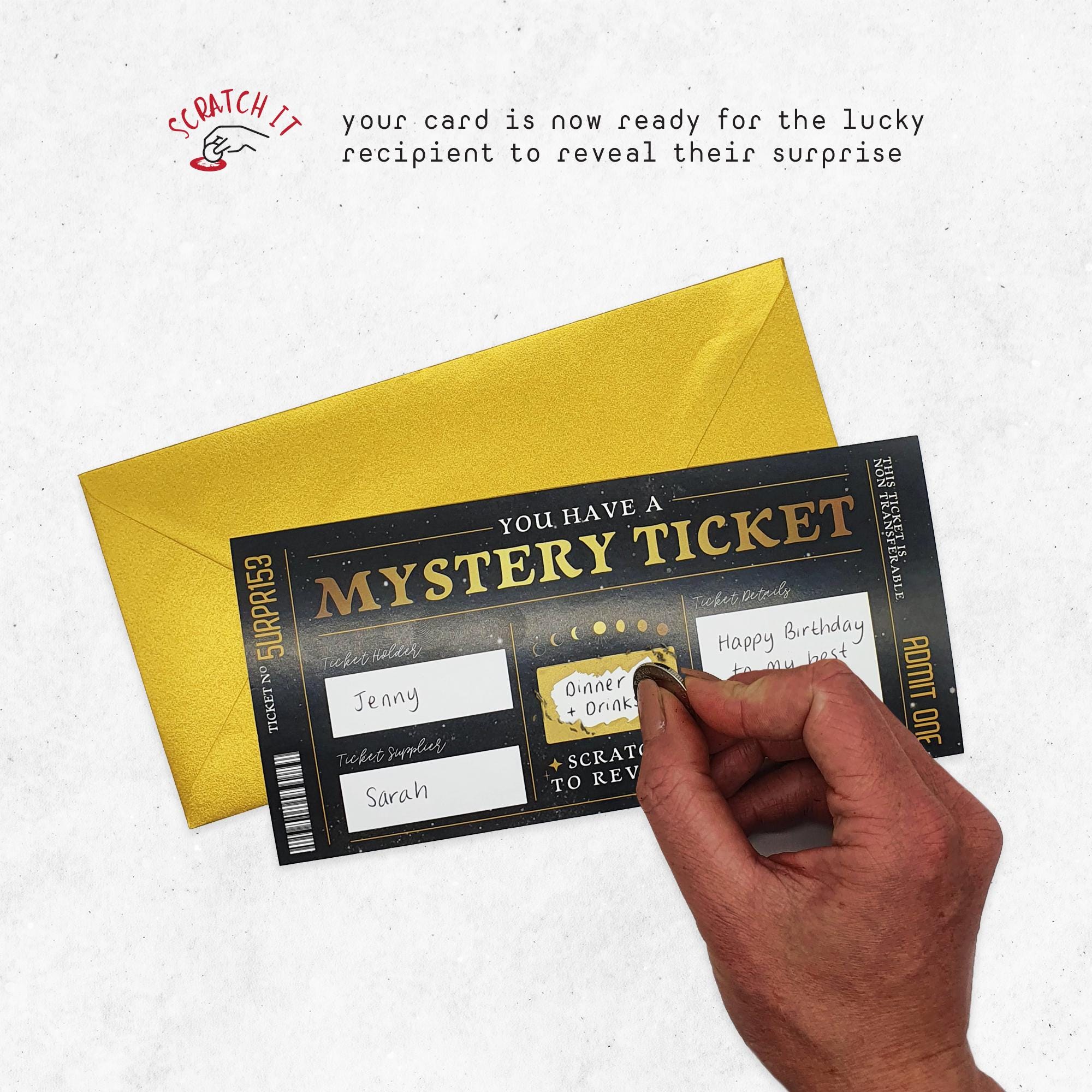 Scratch Reveal Mystery Ticket - DIY Surprise Gift Card - Surprise ...