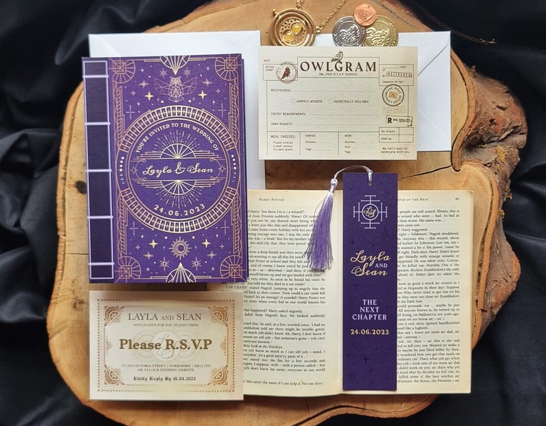Wizard Spell Book Wedding Invitation Set Magical Mystical - Etsy