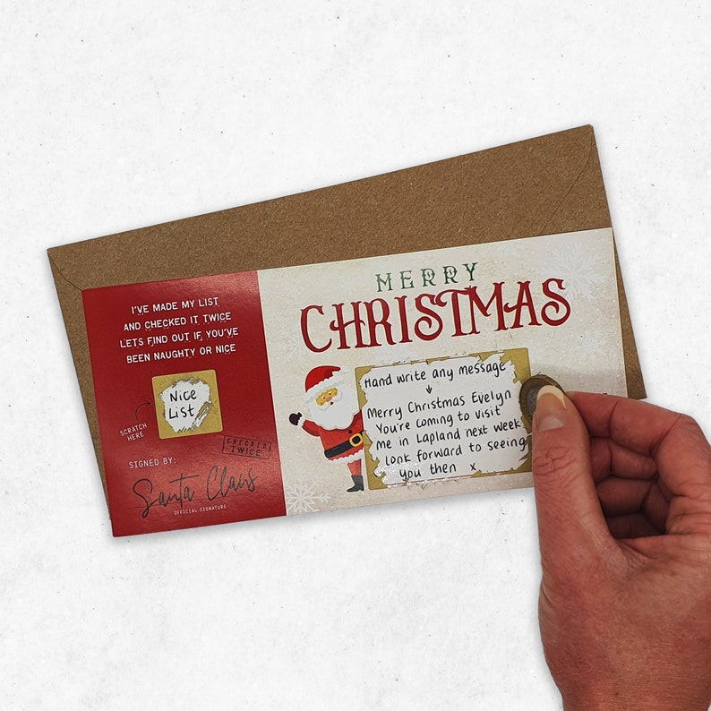 Scratch Reveal Santa Message DIY Scratch Card Nice / | Etsy