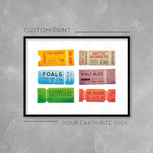 Personalised Ticket Stub Print / Landscape Poster Add Your - Etsy