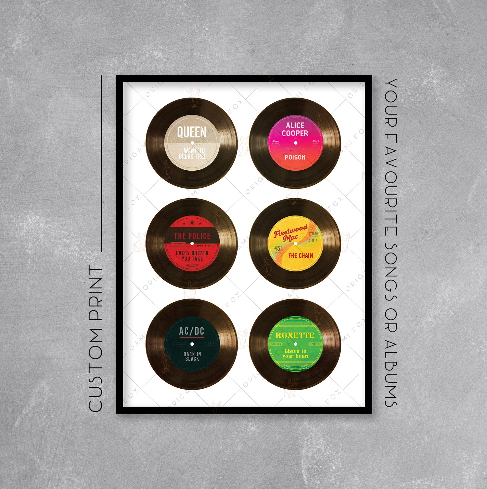 Personalised Vinyl Record Print / Poster - Add Your Favourite Songs ...