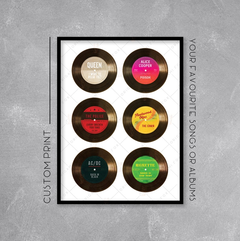Personalised Vinyl Record Print / Poster Add Your Favourite - Etsy UK