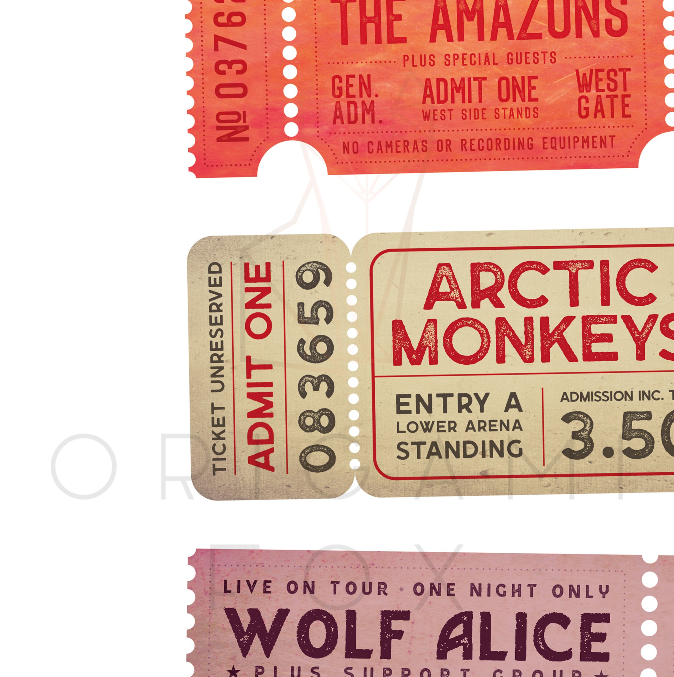 Personalised Ticket Stub Print / Poster Add Your Favourite - Etsy