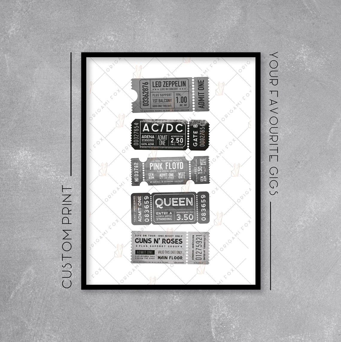 Personalised Ticket Stub Print / Poster Add Your Favourite - Etsy UK