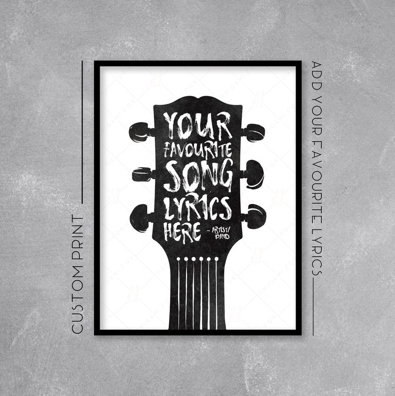 Personalised Lyrics Print / Poster Add your favourite Lyrics | Etsy