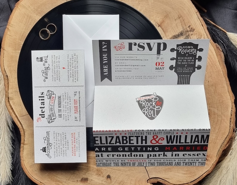Rock N Roll Theme Wedding Invitation Suite Music - Etsy