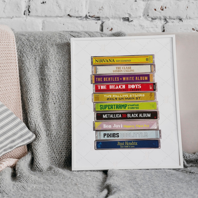 Personalised Cassette Case Stack Print / Poster Add Your | Etsy