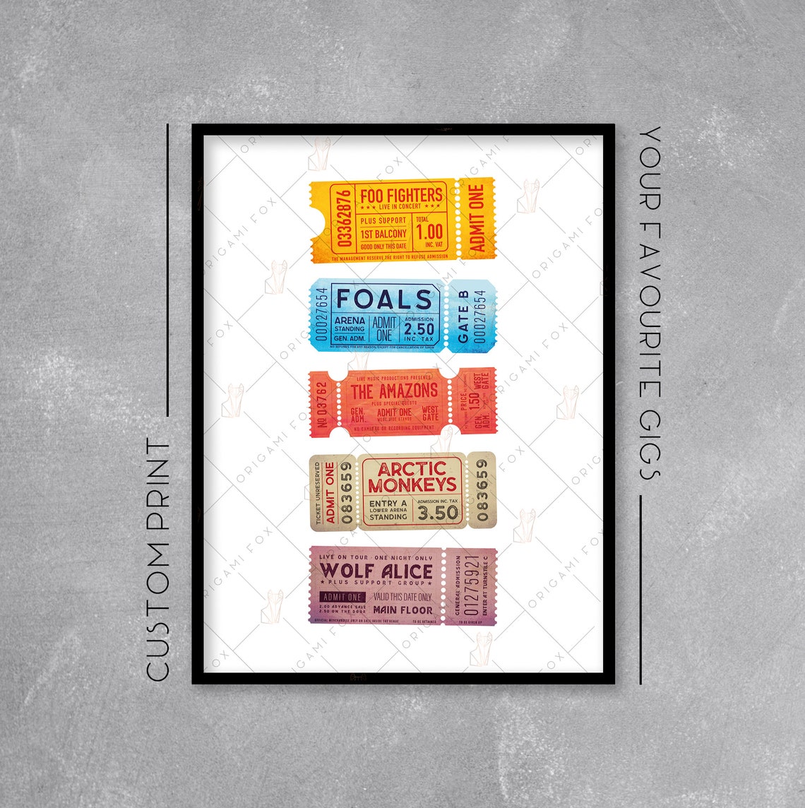 Personalised Ticket Stub Print / Poster Add Your Favourite - Etsy