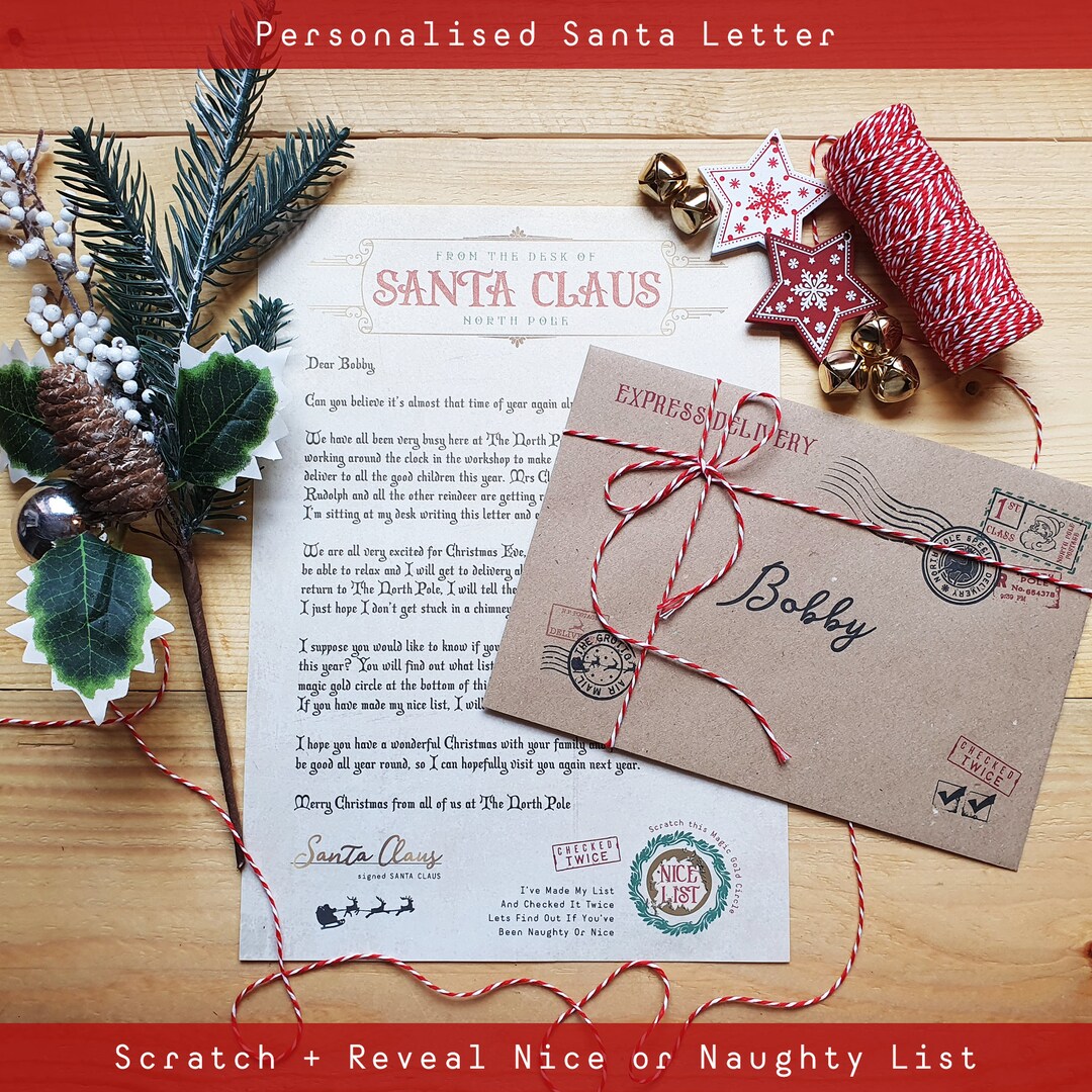 Scratch Reveal Letter From Santa Personalised Letter Nice or Naughty ...