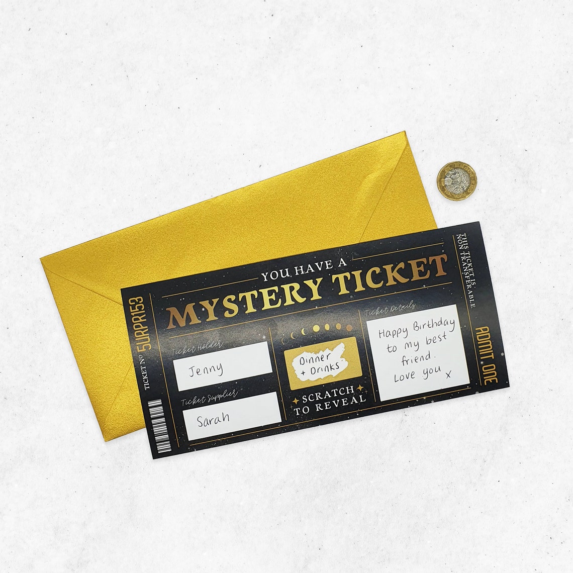Scratch Reveal Mystery Ticket DIY Surprise Gift Card | Etsy