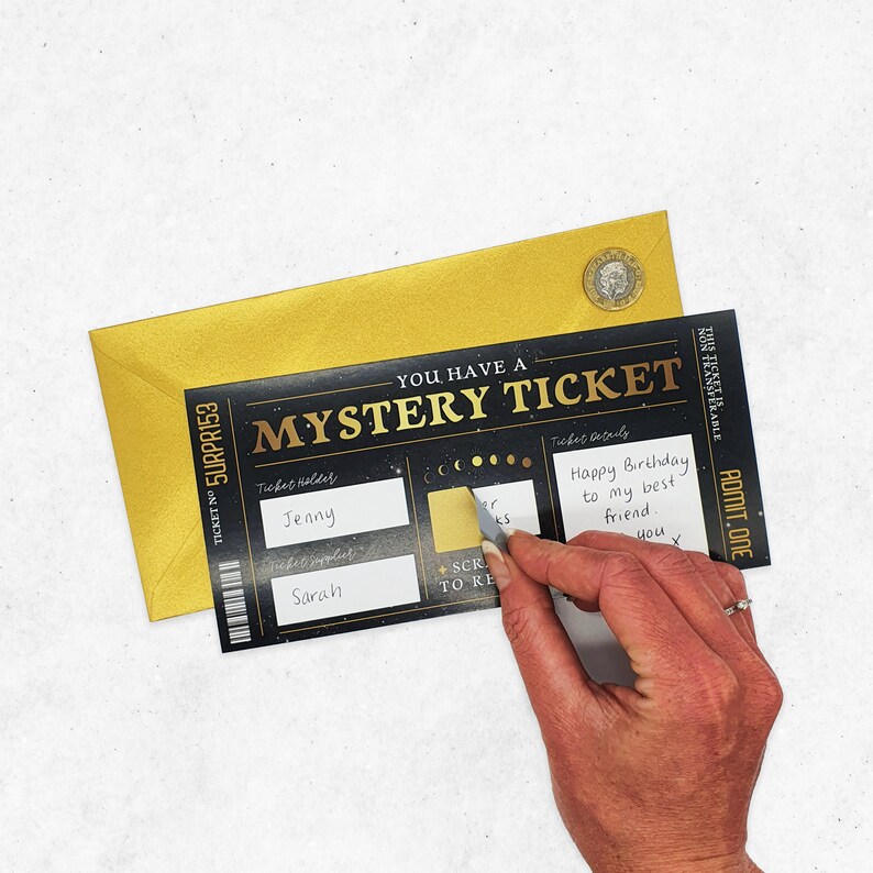 Scratch Reveal Mystery Ticket DIY Surprise Gift Card - Etsy