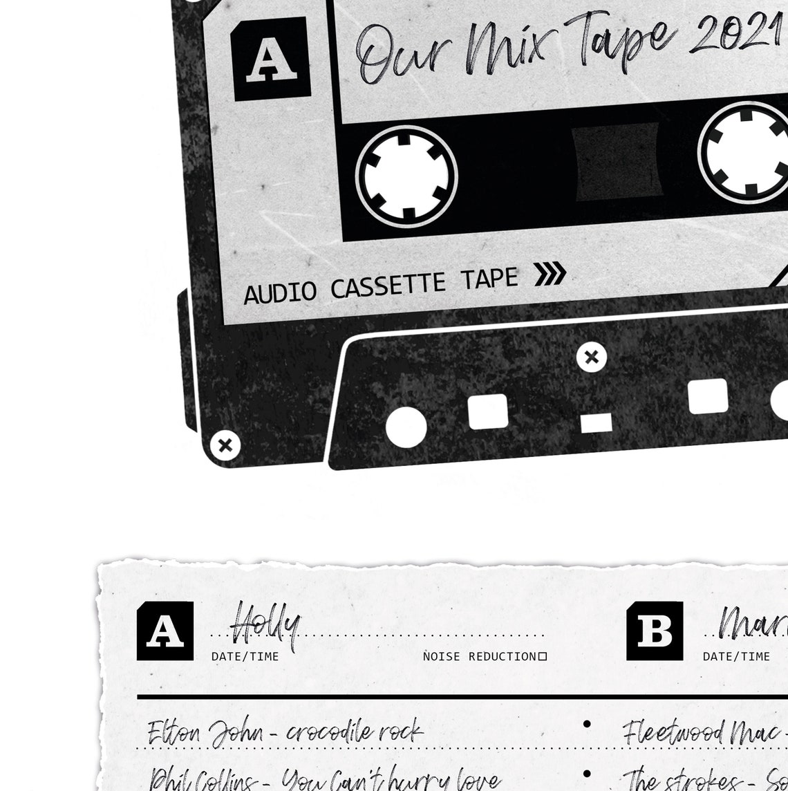 Personalised Mix Tape Print / Poster - Add Your Favourite Songs - Retro ...